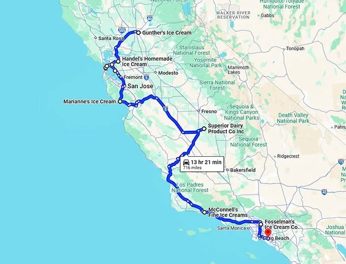 dreamy dessert trip california map
