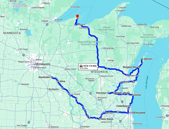 dreamy wisconsin towns trip map