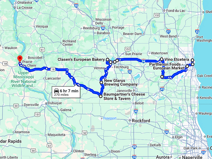 enchanting attractions wisconsin trip map
