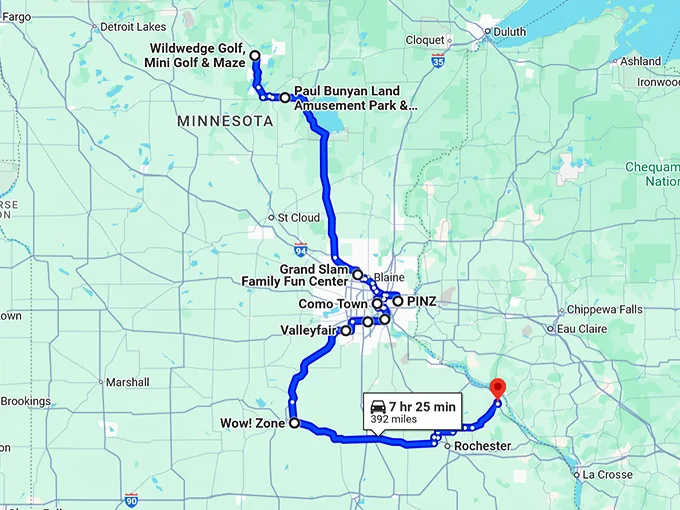 exciting minnesota trip map