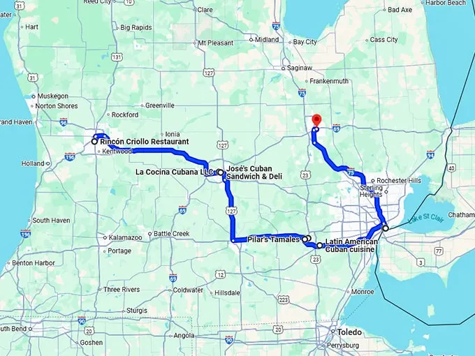 flavorful michigan cuban restaurants map