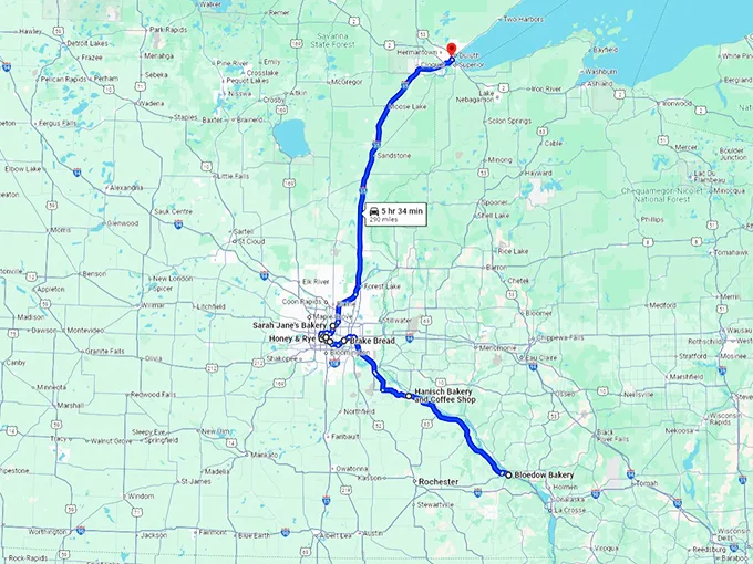 humble bakeries trip minnesota map