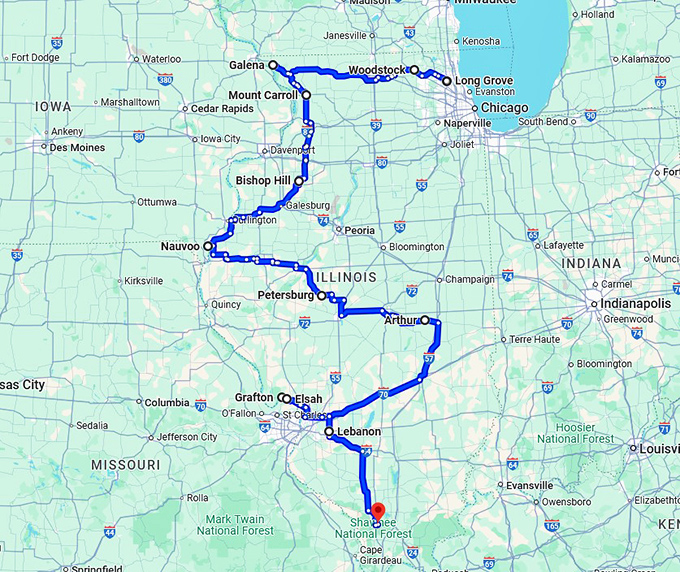 illinois most charming towns map