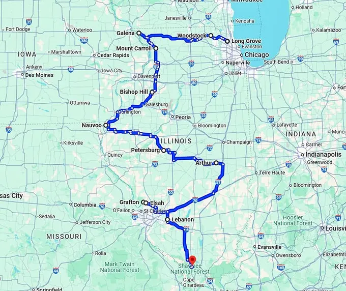 illinois most charming towns map