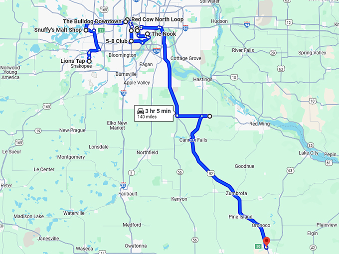 jucy lucy restaurants minnesota map