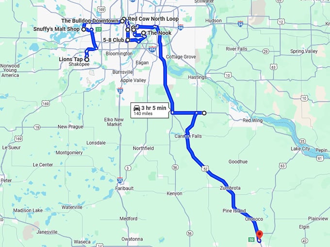 juicy burger trip minnesota map