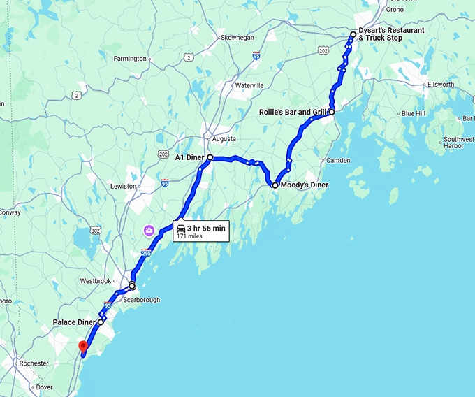 maine old school diners map