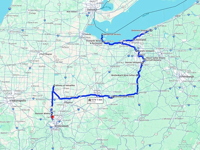 most charming wineries ohio map