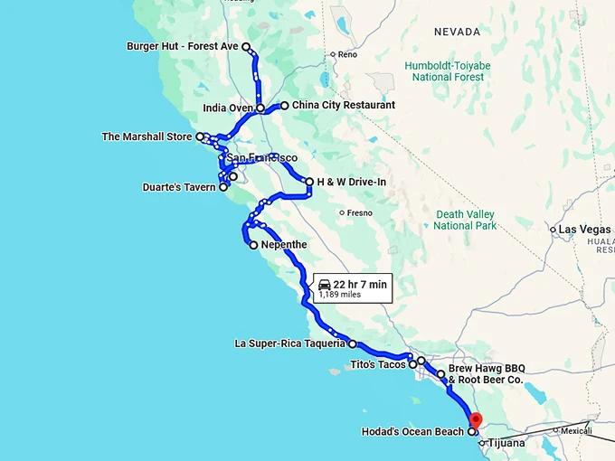mouthwatering restaurants trip california map