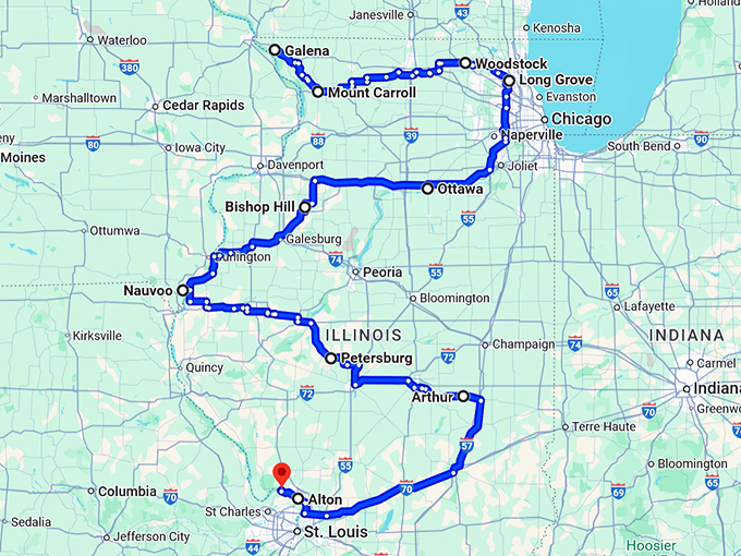nostalgic charming towns illinois map