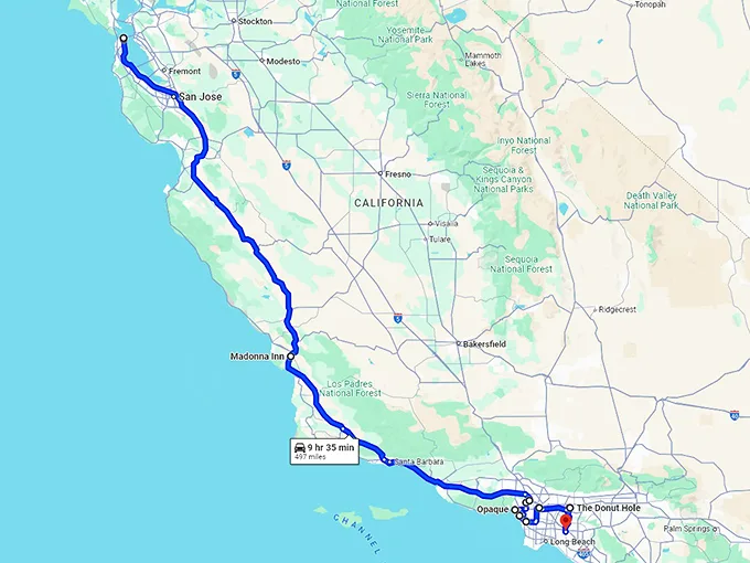 offbeat dining trip california map