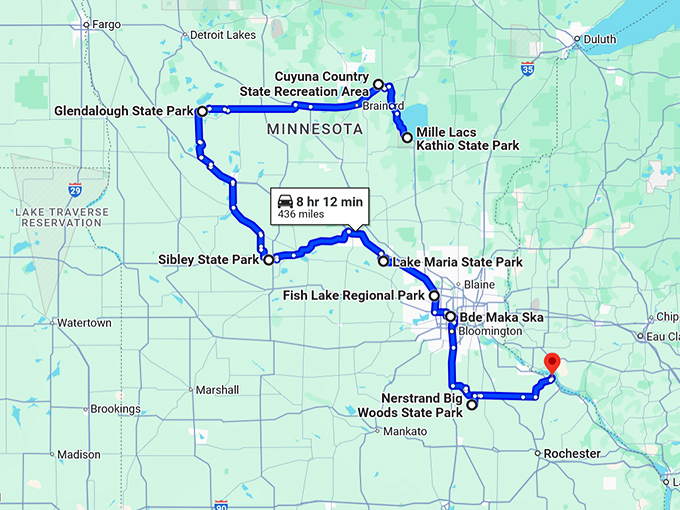 relaxing lake parks minnesota map