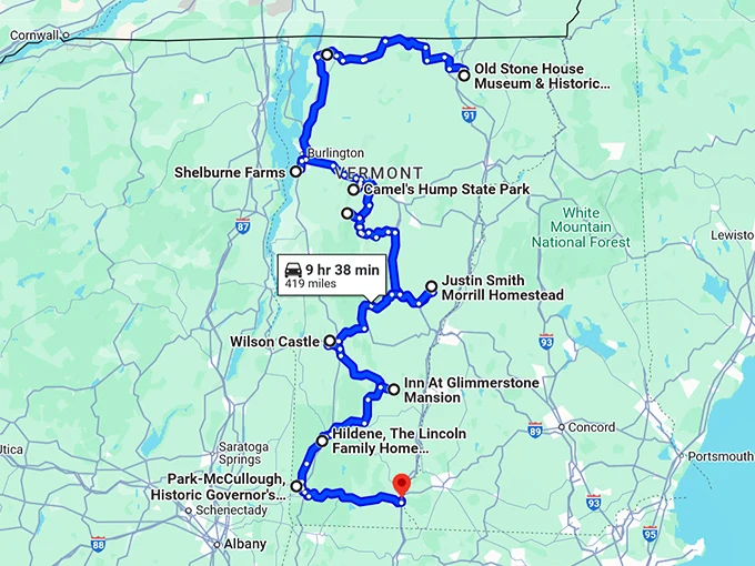 stunning attractions trip vermont map