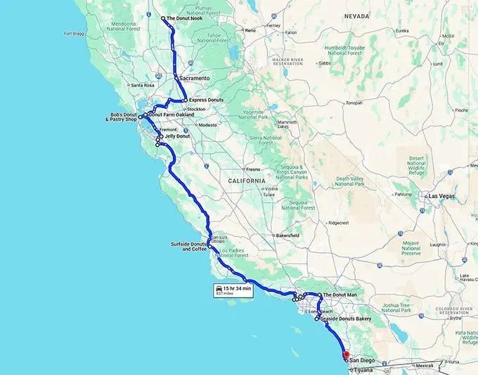 sweet treat trip california map