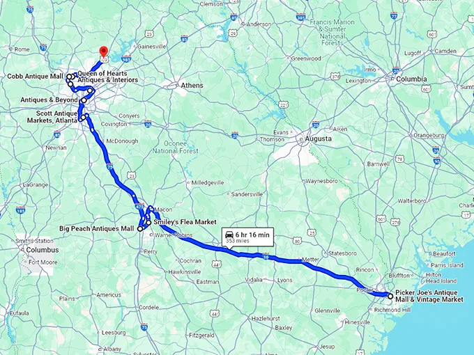 treasure filled trip georgia map