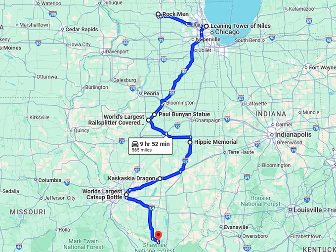 unbelievable attractions illinois map