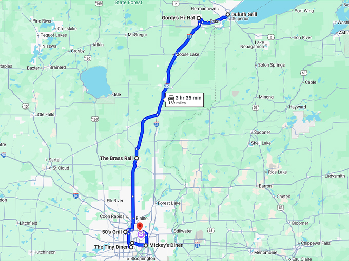 unforgettable retro diners minnesota map