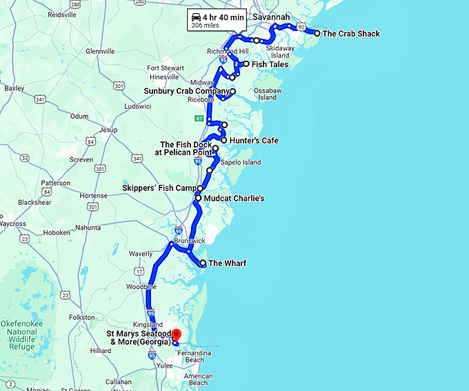 unforgettable seafood trip georgia map