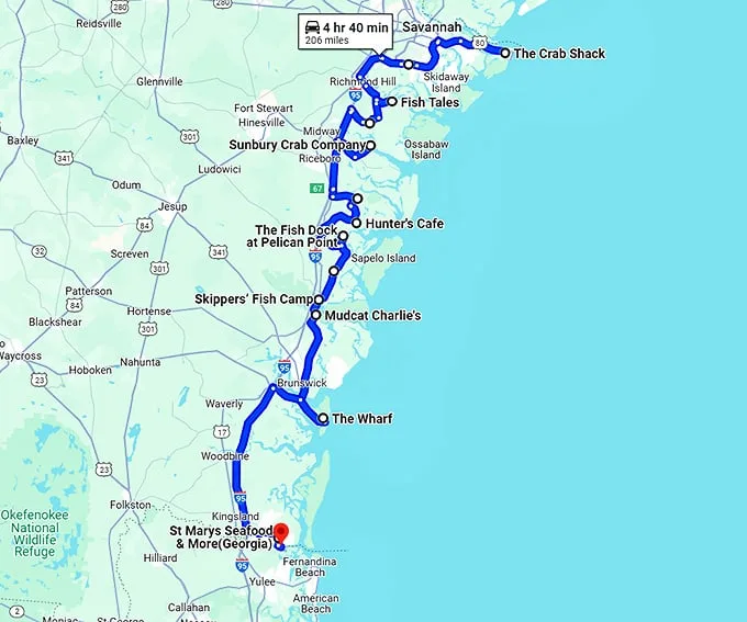 unforgettable seafood trip georgia map