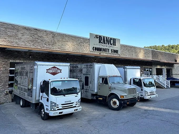 Welcome to The Ranch, where secondhand treasures await! These trucks aren't just for show – they're on a mission to deliver pre-loved goodies to eager bargain hunters.