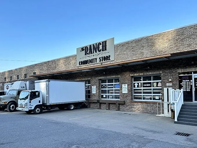 Welcome to The Ranch, where secondhand treasures await! These trucks aren't just for show – they're on a mission to deliver pre-loved goodies to eager bargain hunters.