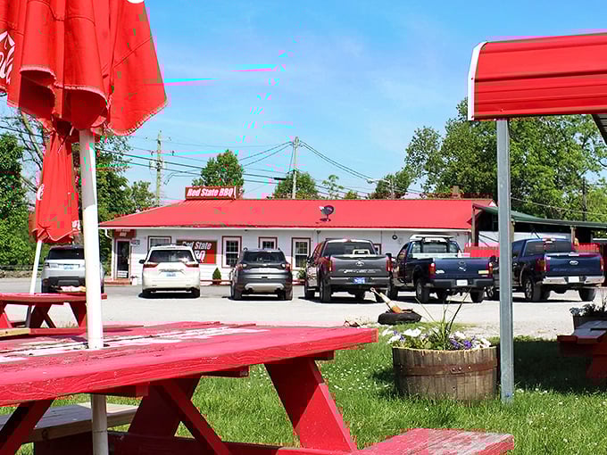 Red State BBQ: Where the exterior is as bold as the flavors inside. This little roadside gem is like finding a ruby in a haystack – if the haystack was delicious.