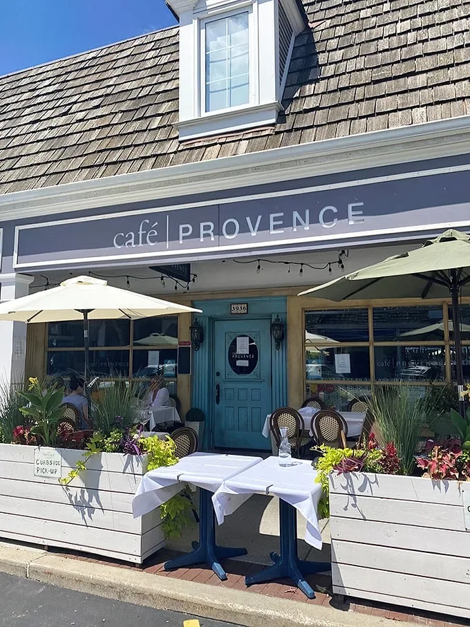 A slice of Provence in Prairie Village! This charming façade is like finding a Chanel boutique in your local mall – unexpected and utterly delightful.