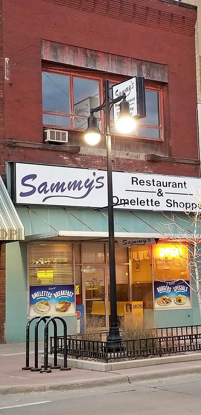 Welcome to Sammy's, where the neon "OPEN" sign isn't just an invitation—it's a siren call for breakfast lovers everywhere.