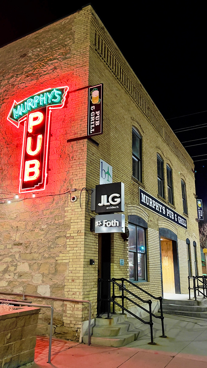 Neon dreams come true! Murphy's Pub & Grill lights up the night like a beacon for hungry souls, promising good times and even better eats.