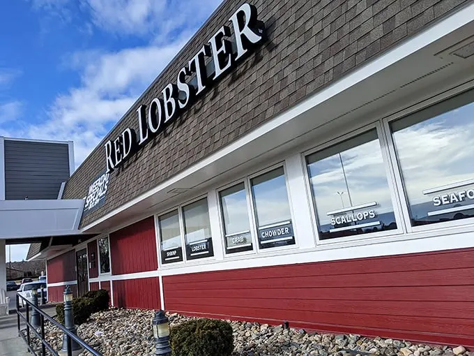 A beacon of seafood salvation! Red Lobster's exterior promises a coastal escape in the heart of Rapid City.