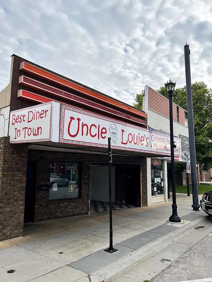 "Best Diner in Town" isn't just a slogan here—it's a promise. Uncle Louie's facade beckons like a beacon of comfort food, drawing in hungry souls with its retro charm.