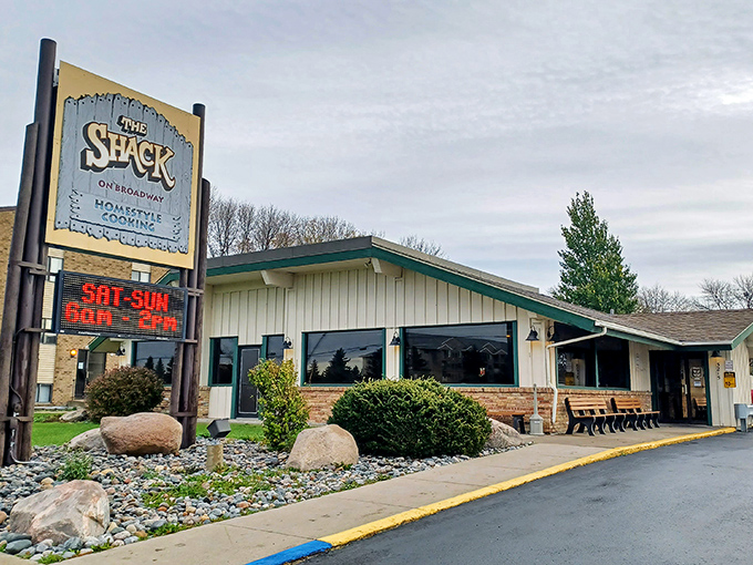 Welcome to breakfast paradise! The Shack on Broadway's unassuming exterior hides a world of culinary delights, proving you can't judge a book by its cover – or a diner by its siding.
