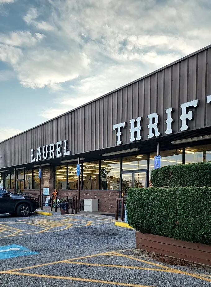 The unassuming exterior of Laurel Thrift belies the wonderland of treasures within—like finding a gourmet meal at a gas station diner.