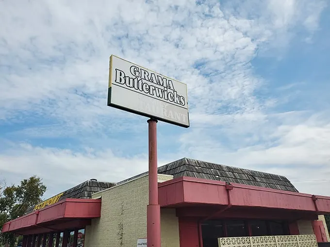 "Welcome to flavor town!" This unassuming sign promises a feast fit for a king - or at least a very hungry North Dakotan. Grama Butterwicks: where comfort food reigns supreme.