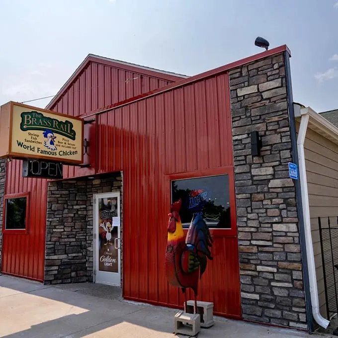 Rustic charm meets culinary legend! The Brass Rail's exterior promises a feast for both the eyes and the taste buds.