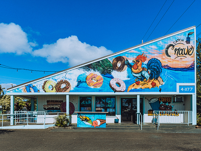 Welcome to donut paradise! Island Craves' exterior is a feast for the eyes, with a mural that's part tropical dream, part sugar-induced fantasy.