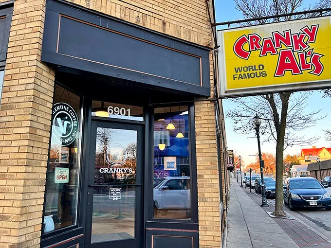 Donut-lovers, behold your Mecca! Cranky Al's exterior is a feast for the eyes, with its vibrant mural and inviting storefront. It's like Willy Wonka's factory, but for grown-ups who prefer their sugar rings fried.
