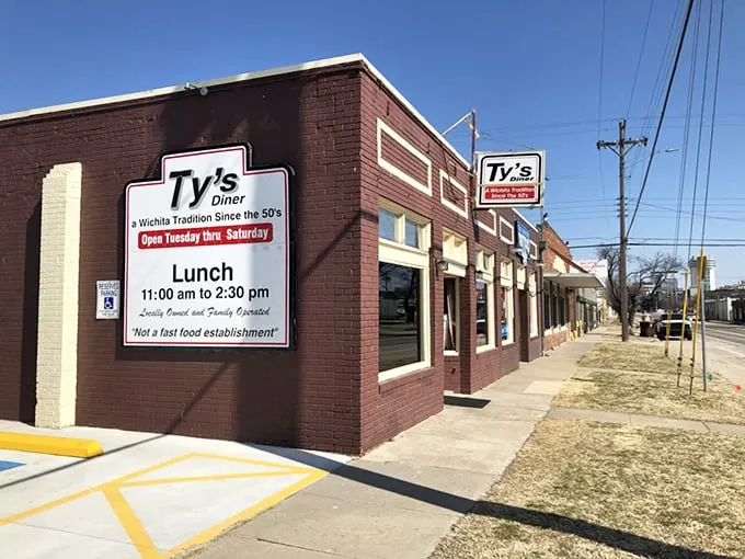 Step back in time! Ty's Diner's brick facade is like a portal to the 1950s, promising burgers that'll make your taste buds do the twist.