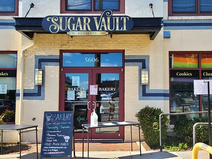 Welcome to Sugar Vault, where dreams are made of flour and frosting! This charming storefront is like a beacon of sweetness on Baltimore Avenue.