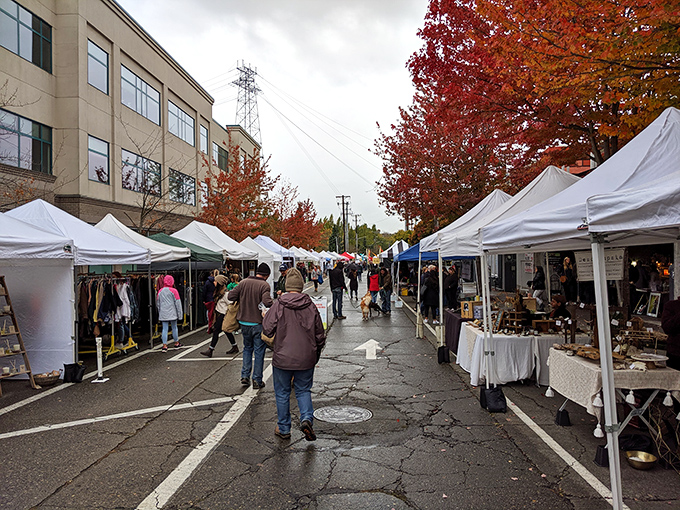 Welcome to treasure hunter's paradise! The Fremont Sunday Street Market bustles with bargain-seekers, each white tent a portal to quirky discoveries and culinary adventures.
