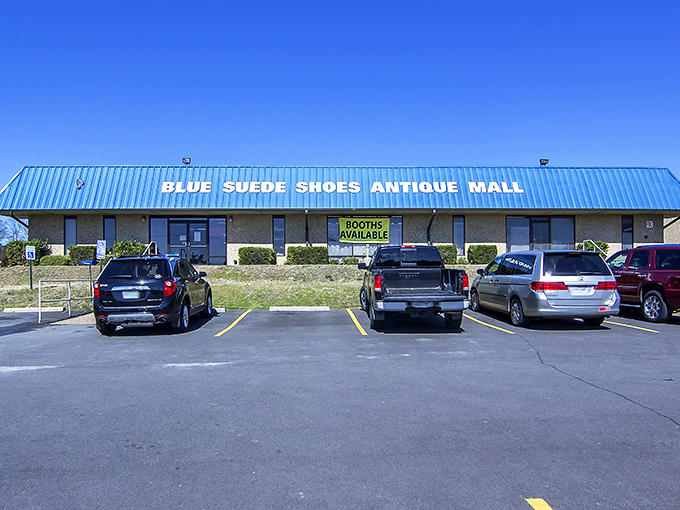The blue-roofed wonderland beckons from I-30 like a siren call to treasure hunters. This isn't just shopping—it's an expedition into Arkansas's collective attic.