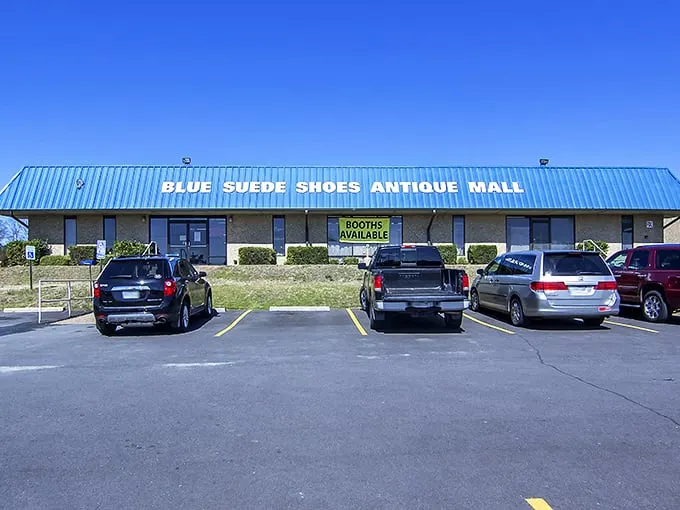 The blue-roofed wonderland beckons from I-30 like a siren call to treasure hunters. This isn't just shopping—it's an expedition into Arkansas's collective attic.