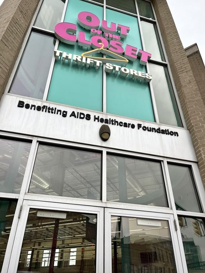 The architectural equivalent of a fashion statement, Out of the Closet's distinctive cylindrical tower and pink signage beckons bargain hunters to Columbus' Short North district.
