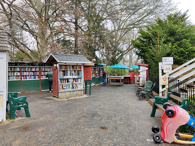 Welcome to the literary Narnia! This outdoor nook at The Book Barn is where bibliophiles' dreams come true, complete with a pink pig ride for the young (or young at heart).