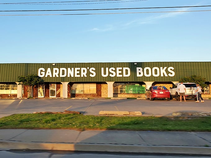 Welcome to Gardner's Used Books, where literary dreams come true! This unassuming green facade hides a world of wonder waiting to be explored.