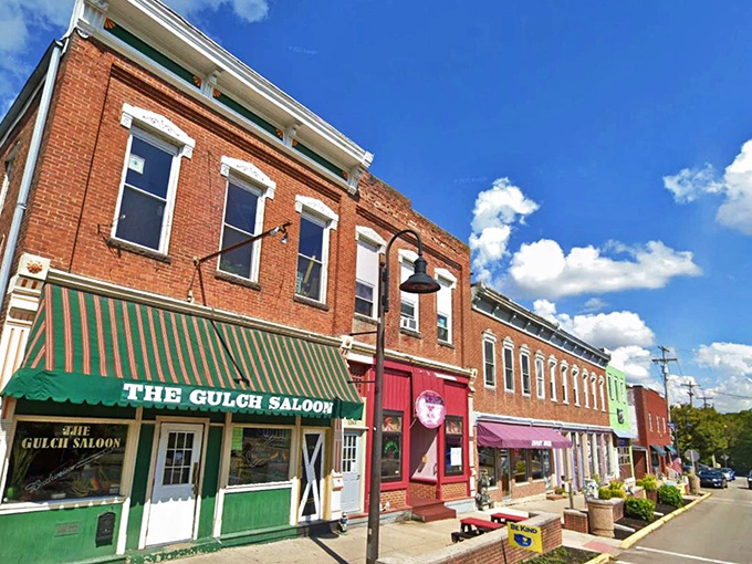 Colorful storefronts that look like they were designed by Wes Anderson during his most optimistic phase. Small-town charm with big personality.