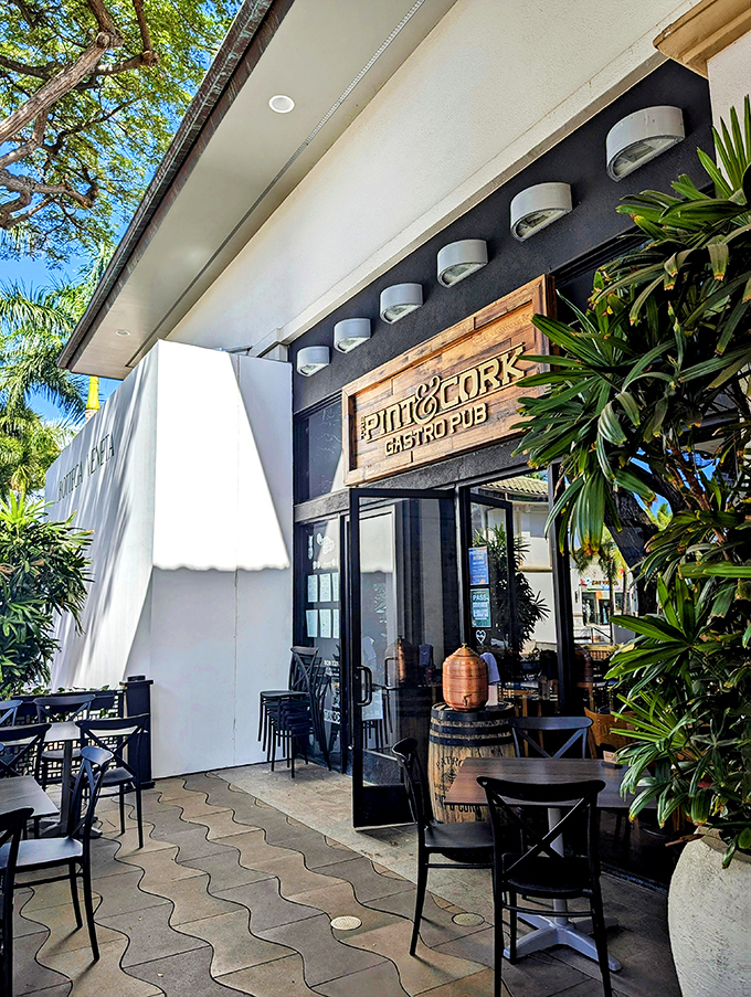 Tucked away in The Shops at Wailea, The Pint & Cork's unassuming façade hides a gastropub paradise that locals guard like a secret fishing spot.