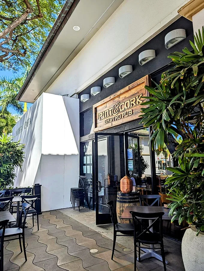 Tucked away in The Shops at Wailea, The Pint & Cork's unassuming façade hides a gastropub paradise that locals guard like a secret fishing spot.