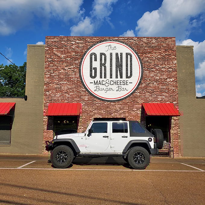 The brick fortress of flavor that is The Grind stands proudly in Martin, Tennessee—a beacon for cheese lovers and burger enthusiasts alike.