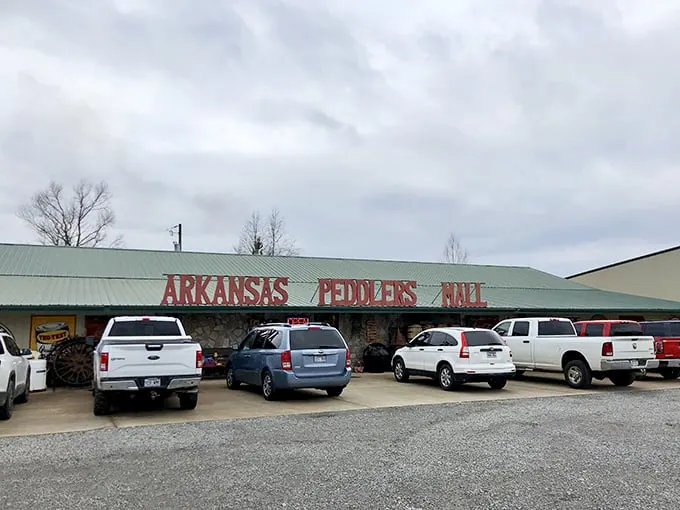Welcome to the time machine! Arkansas Peddlers Antique Mall's exterior promises a journey through decades, with treasures spilling out onto the sidewalk.